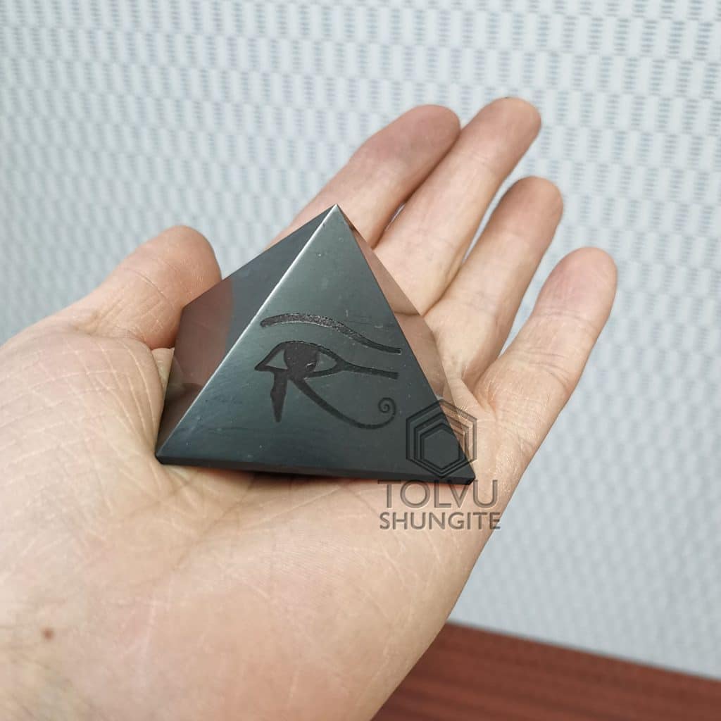 Shungite pyramid with engraving | Shungite Tolvu Real shungite