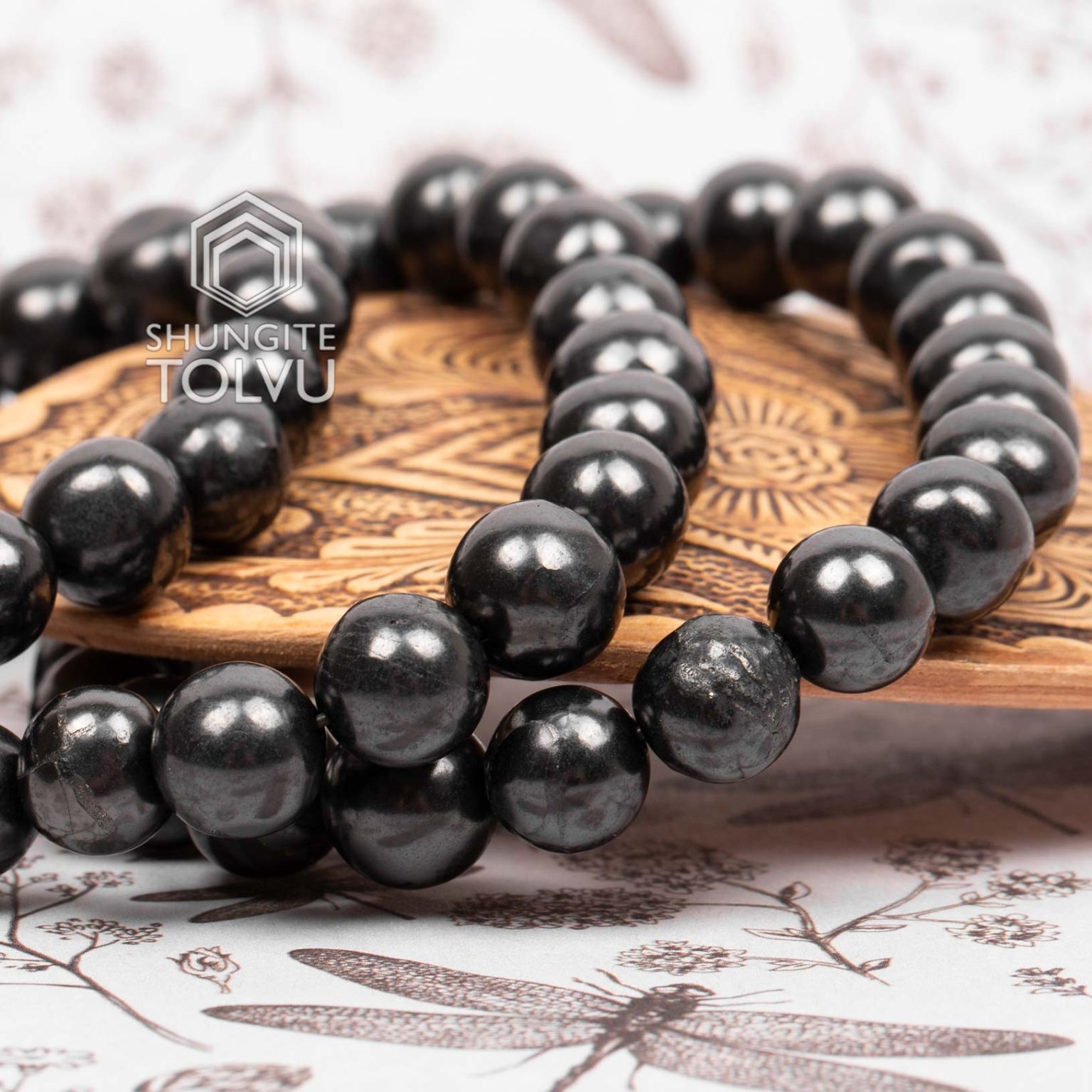 Shungite stone Bracelet - Real shungite bead - Russian Stone